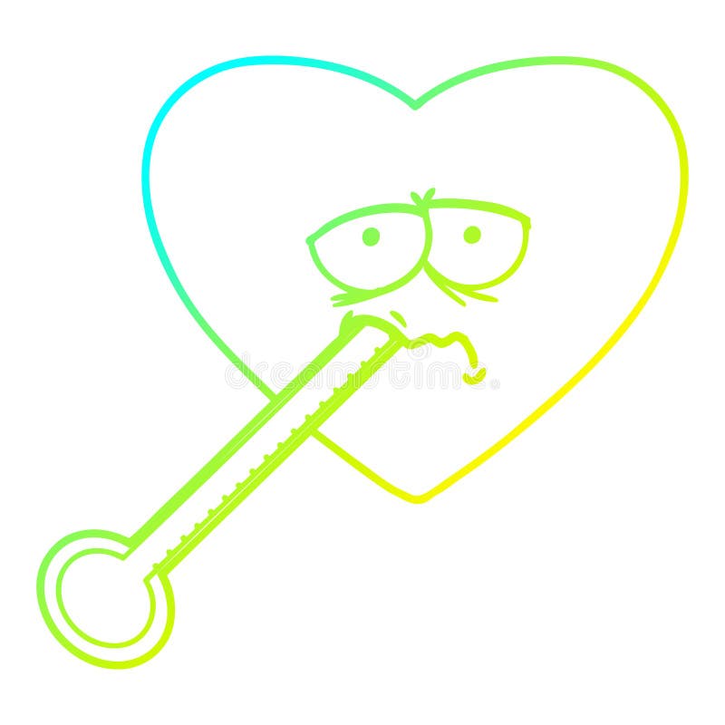 Heart Organ Internal Health Cute Cartoon Cold Line Gradient Spectrum ...