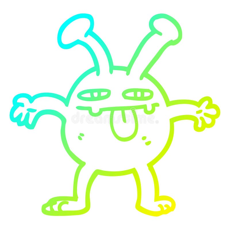 A Creative Cold Gradient Line Drawing Cartoon Monster Stock Vector ...