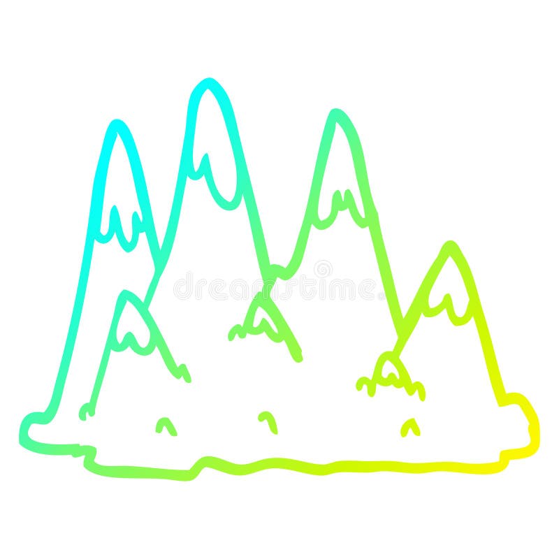 A Creative Cold Gradient Line Drawing Cartoon Mountains Stock Vector ...