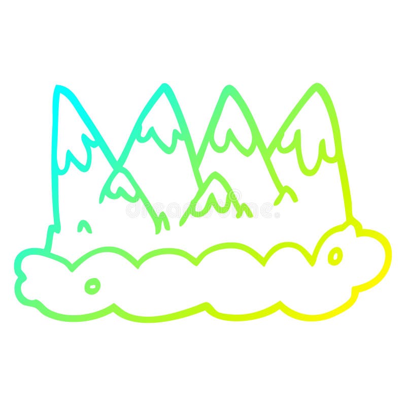 A Creative Cold Gradient Line Drawing Cartoon Mountains Stock Vector ...