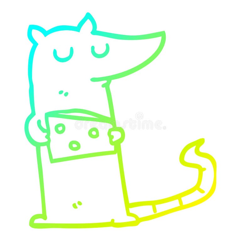 A Creative Cold Gradient Line Drawing Cartoon Mouse with Cheese Stock ...