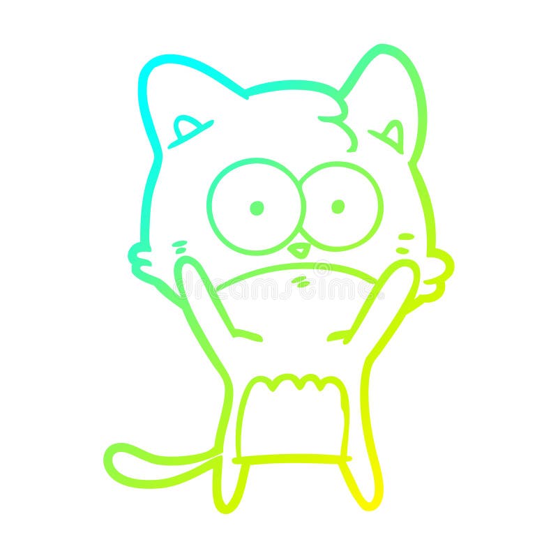 A Creative Cold Gradient Line Drawing Cartoon Nervous Cat Stock Vector ...