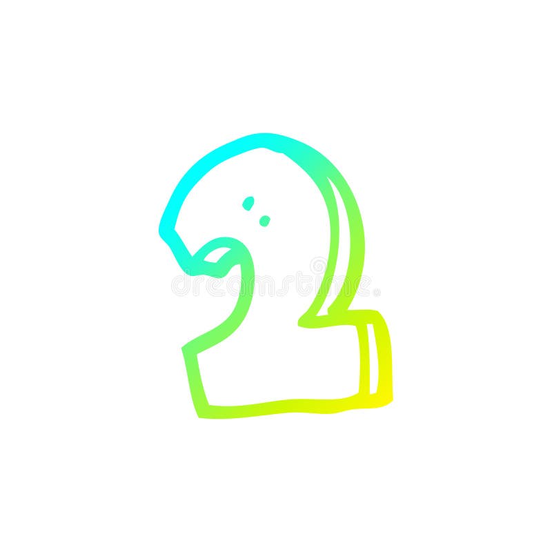 Number Two 2 Cartoon Cold Line Gradient Spectrum Doodle Drawing Simple ...