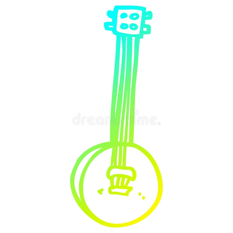 A Creative Cold Gradient Line Drawing Cartoon Old Banjo Stock Vector ...