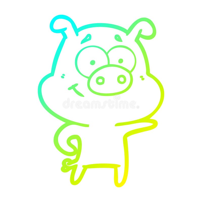 A Creative Cold Gradient Line Drawing Cartoon Pig Pointing Stock Vector ...