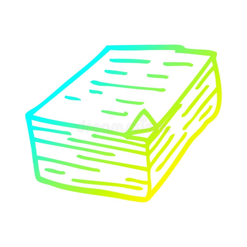 A Creative Cold Gradient Line Drawing Cartoon Pile of Paper Stock ...