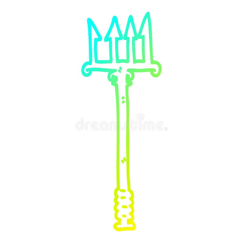 A Creative Cold Gradient Line Drawing Cartoon Pitchfork Stock Vector ...