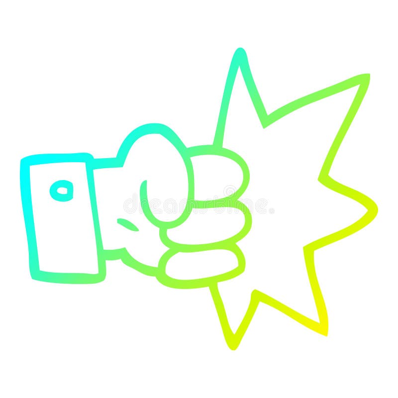 Punching Fist Hit Violence Punch Cartoon Cold Line Gradient Spectrum ...