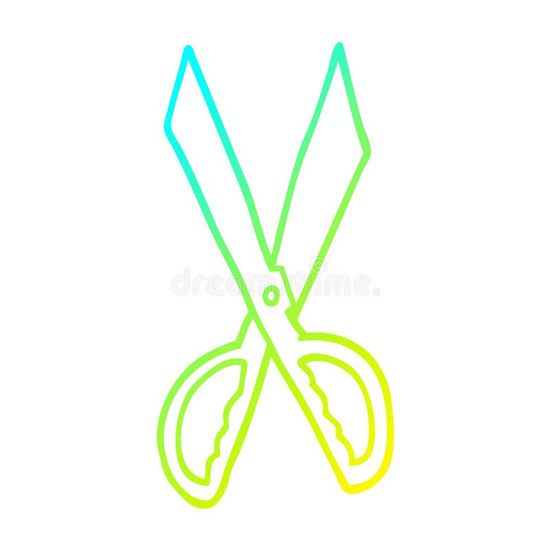 A Creative Cold Gradient Line Drawing Cartoon Sewing Scissors Stock ...