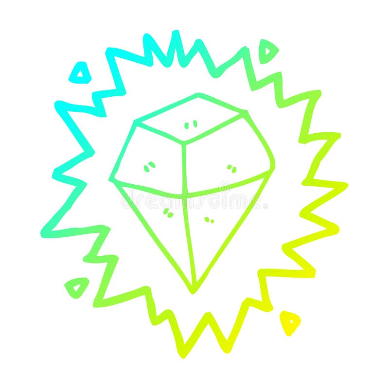 A Creative Cold Gradient Line Drawing Cartoon Shining Crystal Stock ...