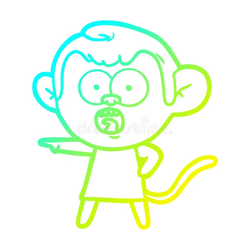 A Creative Cold Gradient Line Drawing Cartoon Shocked Monkey Stock ...