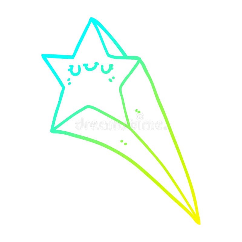 A Creative Cold Gradient Line Drawing Cartoon Shooting Star Stock ...