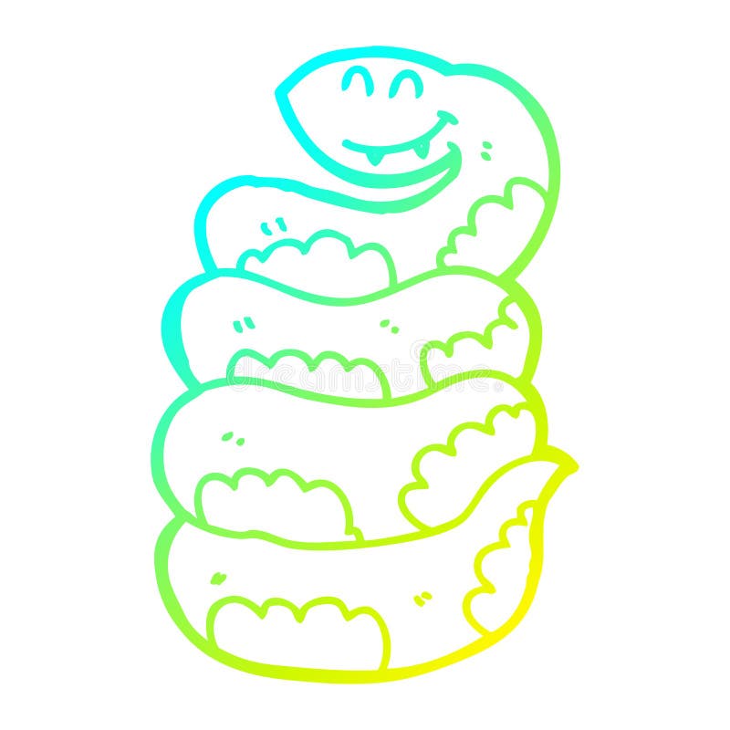 A Creative Cold Gradient Line Drawing Cartoon Snake Stock Vector ...