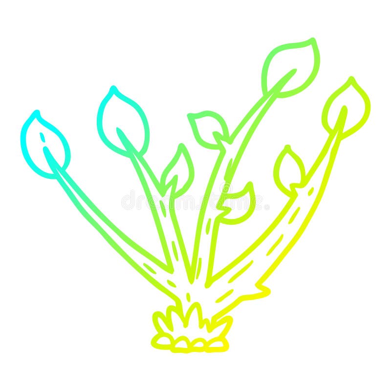 A Creative Cold Gradient Line Drawing Cartoon Sprouting Plant Stock ...