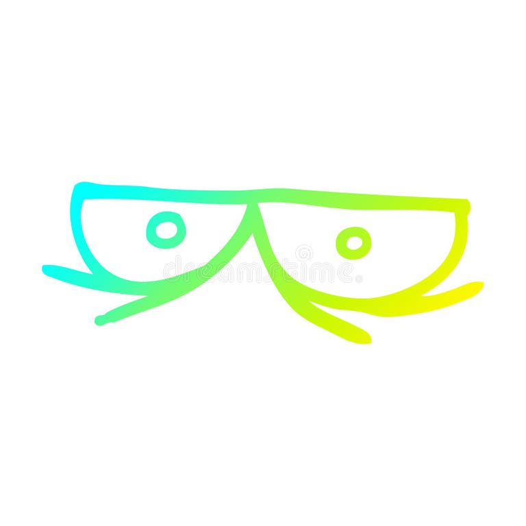 A Creative Cold Gradient Line Drawing Cartoon Staring Eyes Stock Vector ...