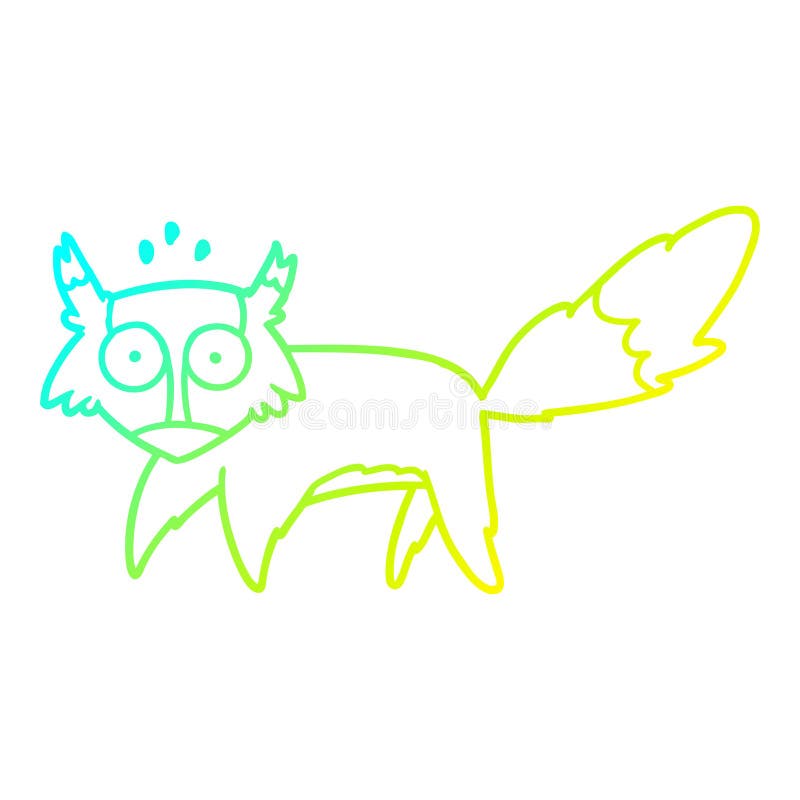 A Creative Cold Gradient Line Drawing Cartoon Startled Fox Stock Vector ...
