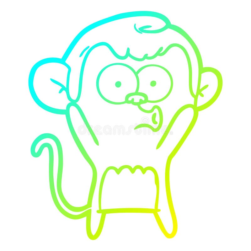 A Creative Cold Gradient Line Drawing Cartoon Surprised Monkey Stock ...