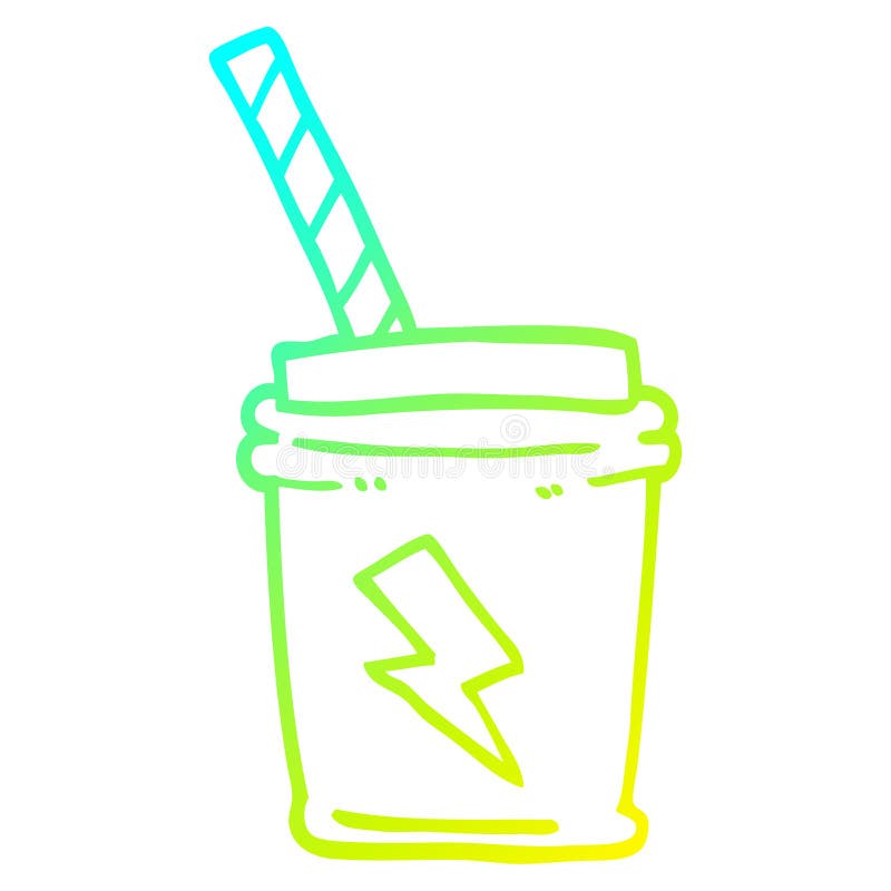 A Creative Cold Gradient Line Drawing Cartoon Take Out Drink Stock ...
