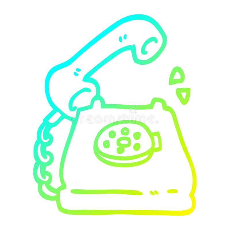 A Creative Cold Gradient Line Drawing Cartoon Telephone Ringing Stock ...