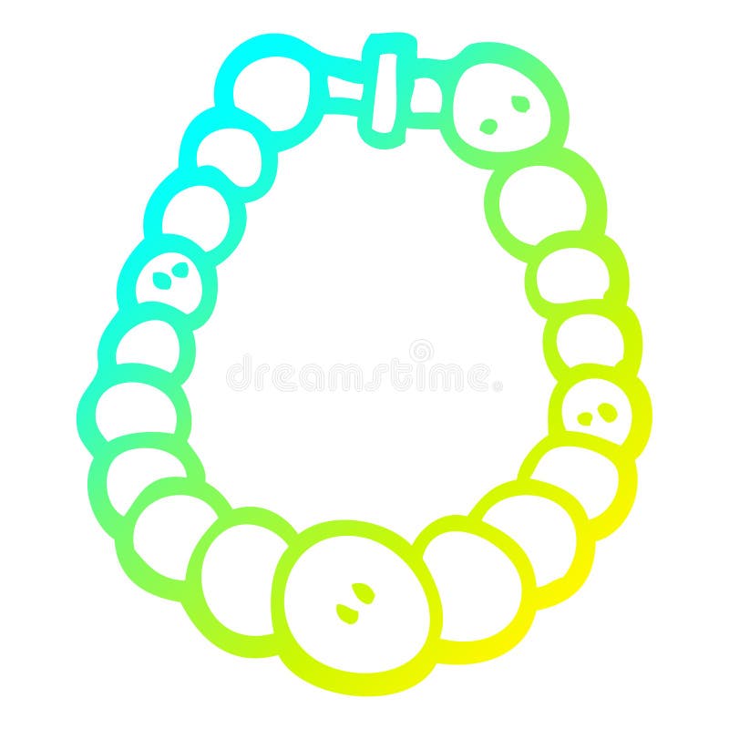 Pearl Necklace Jewellery Cartoon Cold Line Gradient Spectrum Doodle ...