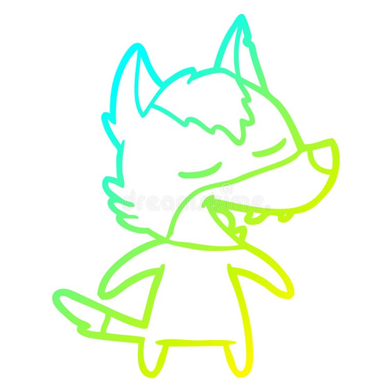 A Creative Cold Gradient Line Drawing Cartoon Wolf Laughing Stock ...