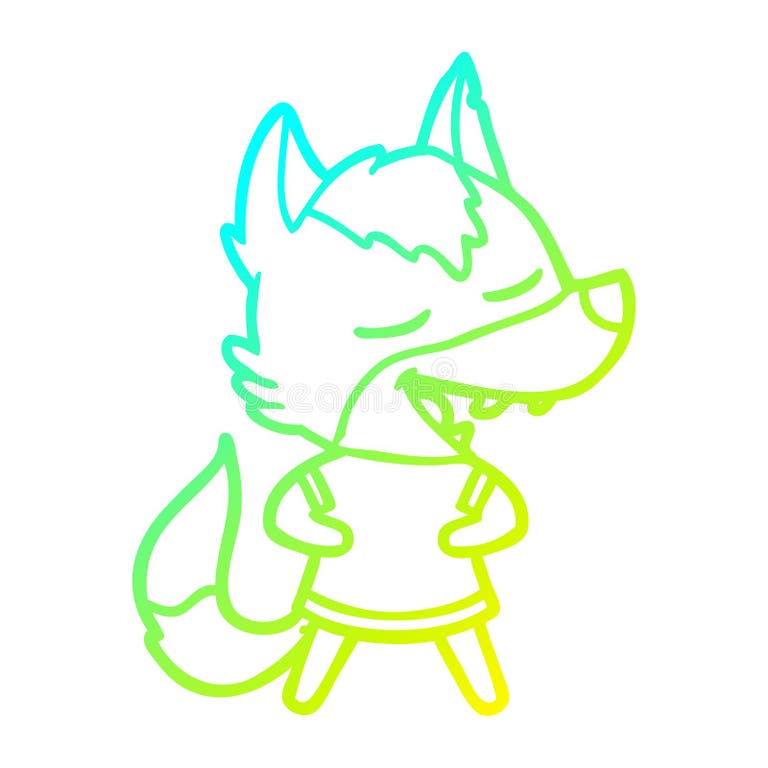 A Creative Cold Gradient Line Drawing Cartoon Wolf Laughing Stock ...