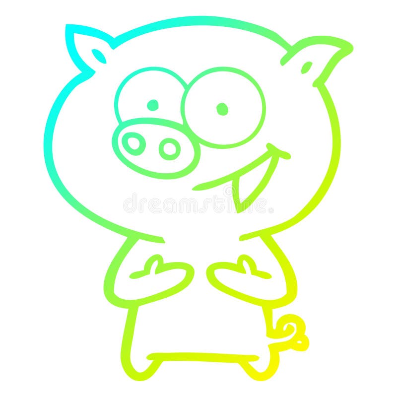 Original Creative Cold Gradient Line Drawing Cheerful Pig Cartoon Stock ...