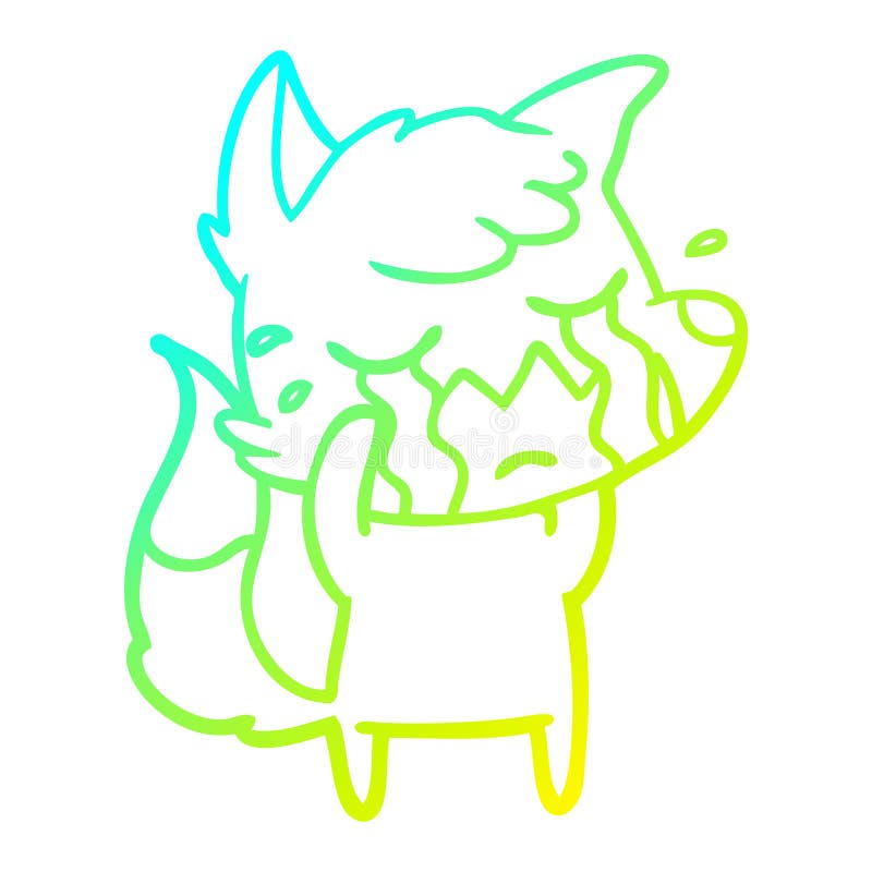 A Creative Cold Gradient Line Drawing Crying Fox Cartoon Stock Vector ...