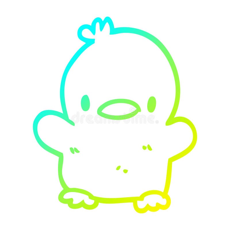 A Creative Cold Gradient Line Drawing Cute Cartoon Chick Stock Vector ...