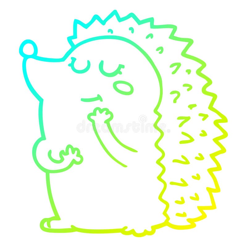 A Creative Cold Gradient Line Drawing Cute Cartoon Hedgehog Stock ...