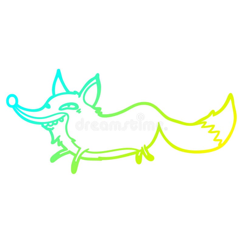 A Creative Cold Gradient Line Drawing Cute Cartoon Sly Fox Stock Vector ...