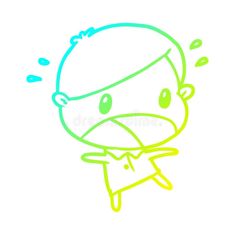 A Creative Cold Gradient Line Drawing Cute Shocked Man Stock Vector ...