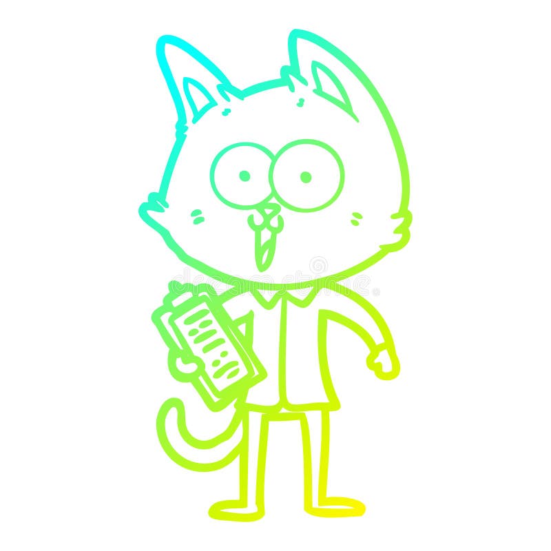 A Creative Cold Gradient Line Drawing Funny Cartoon Cat Wearing Shirt ...