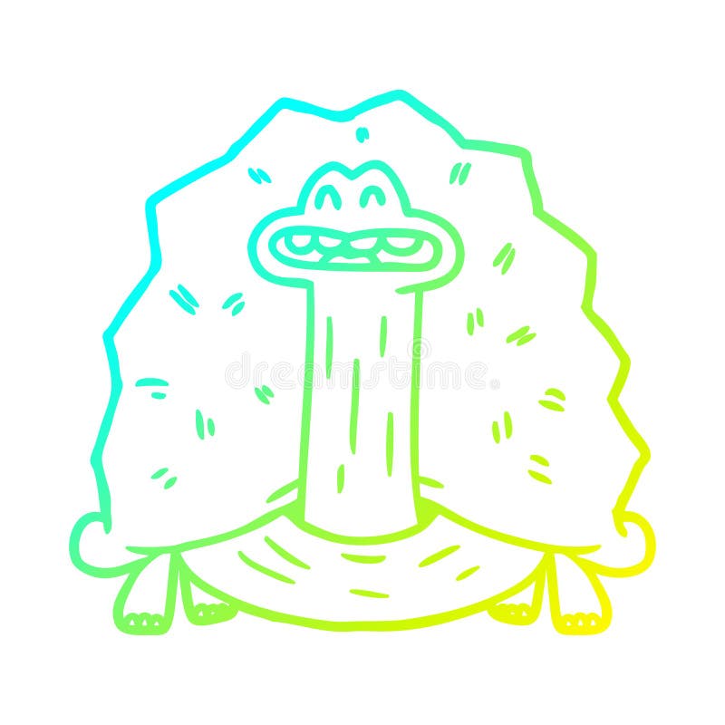 A Creative Cold Gradient Line Drawing Funny Cartoon Turtle Stock Vector ...
