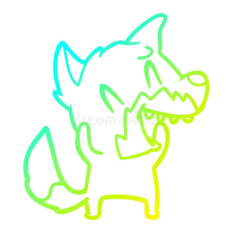 A Creative Cold Gradient Line Drawing Laughing Fox Cartoon Stock Vector ...