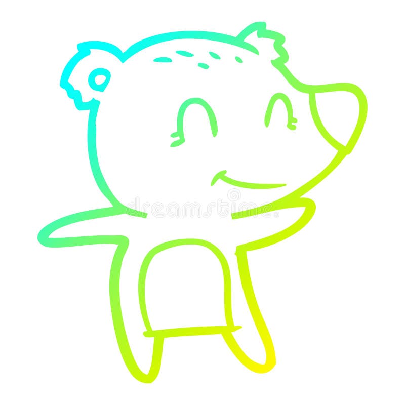 A Creative Cold Gradient Line Drawing Smiling Polar Bear Cartoon Stock ...