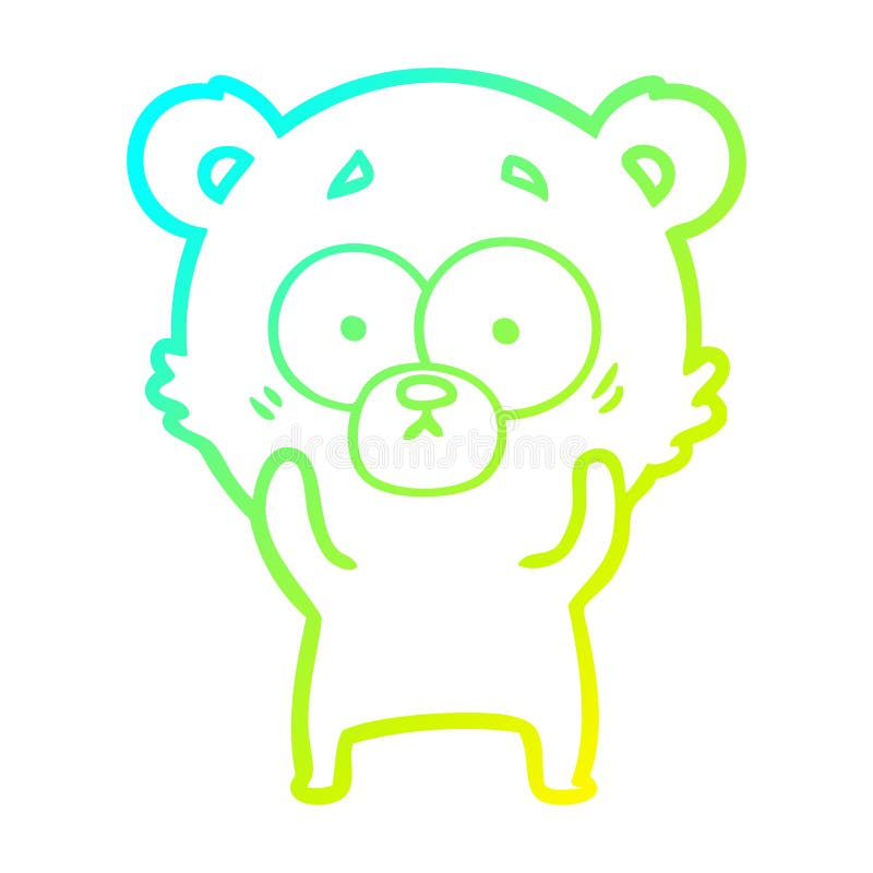 A Creative Cold Gradient Line Drawing Surprised Polar Bear Cartoon ...