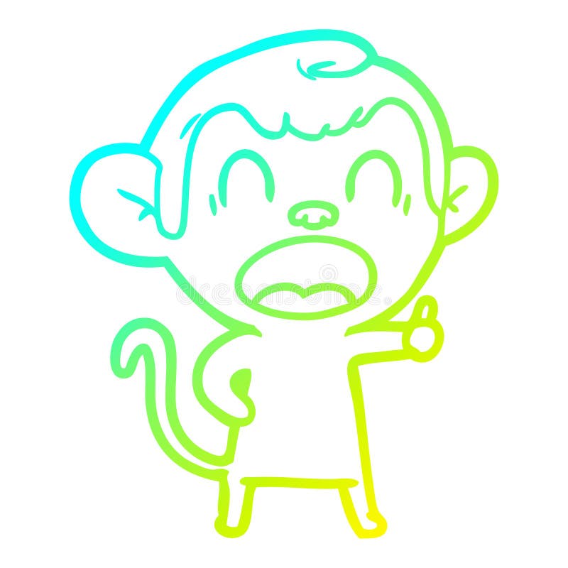 A Creative Cold Gradient Line Drawing Yawning Cartoon Monkey Stock ...