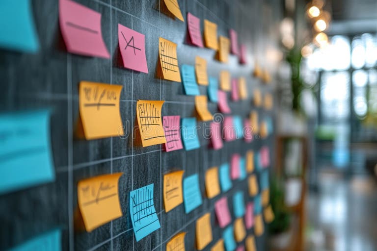 Creative Collaboration in Action Sticky Notes Strategy Session Modern ...