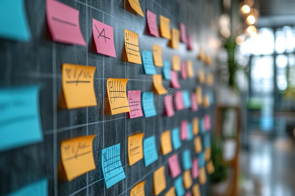 Creative Collaboration in Action Sticky Notes Strategy Session Modern ...