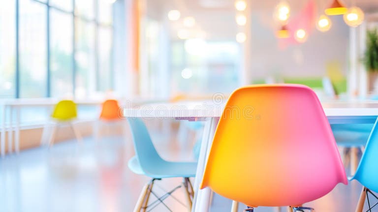 Creative Collaboration Area with Colorful Writable Desks in Modern ...