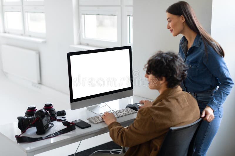 Creative Collaboration Concept. Photographer and His Female Assistant ...