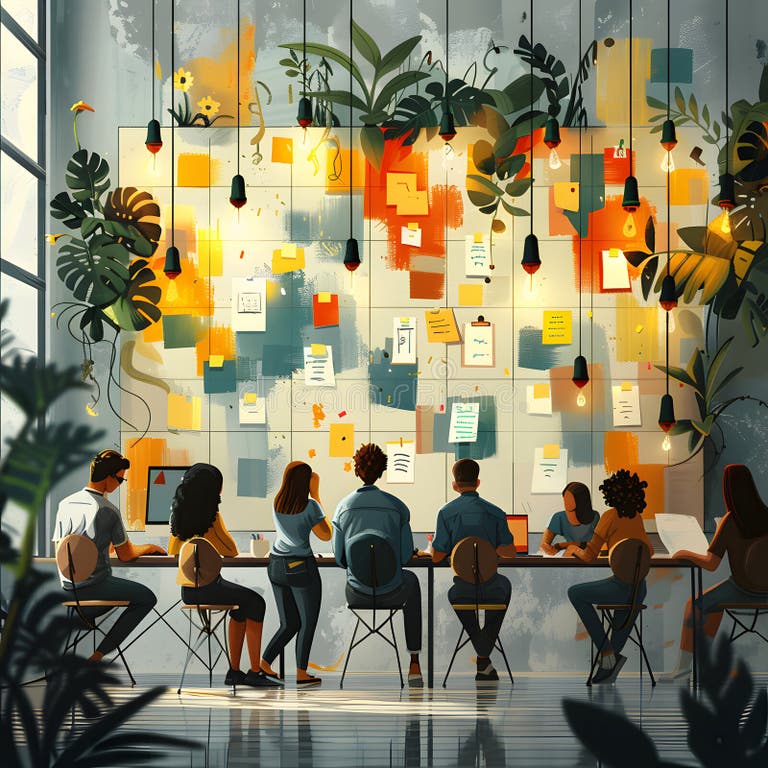 Creative Collaboration: Diverse Team Brainstorms Innovative Ideas Stock ...