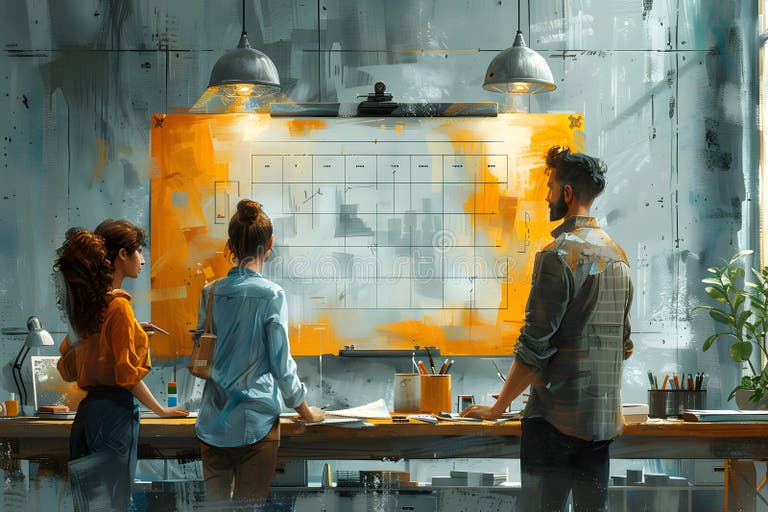 Creative Collaboration: Humans Gather Around Flip Chart for Idea ...