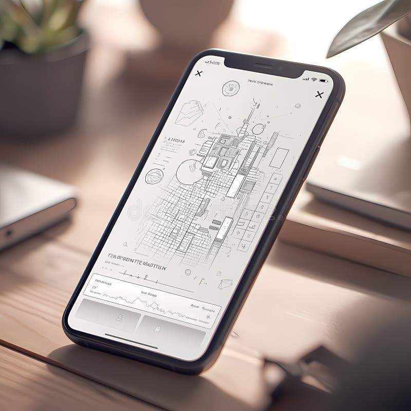 Creative Collaboration: Mobile Device on Desk Stock Illustration ...