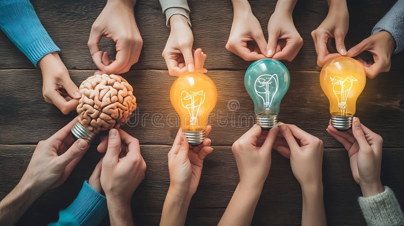 Ideas Innovation Creativity Brainstorming Concept Team Collaboration Lightbulb Brain Power ...
