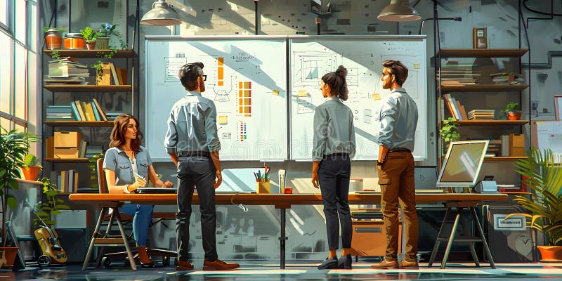 Creative Collaboration: a Team Brainstorming Session for Innovative Solutions Stock Illustration ...