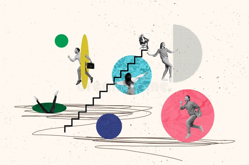 Creative Collage Banner Teamwork Businesspeople Workers Teamwork ...