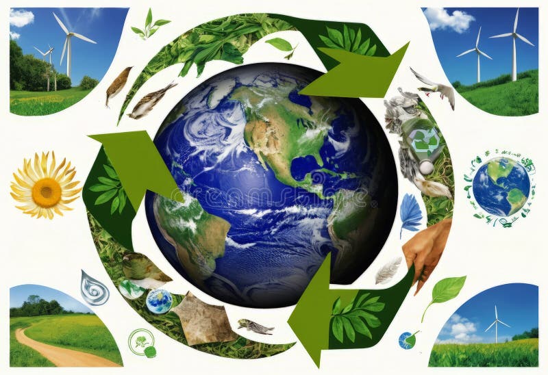 A Creative Collage Depicting Earth Surrounded by Sustainable Elements ...