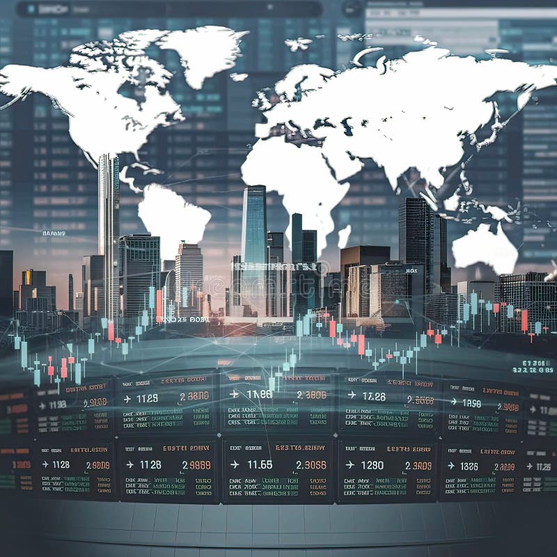 Creative Collage Depicting Finance and World with Currency Quotes on ...